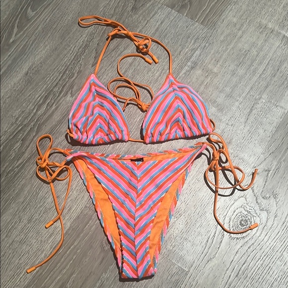 triangl swimwear | Swim | Triangl Striped Multicolor Bikini Set | Poshmark